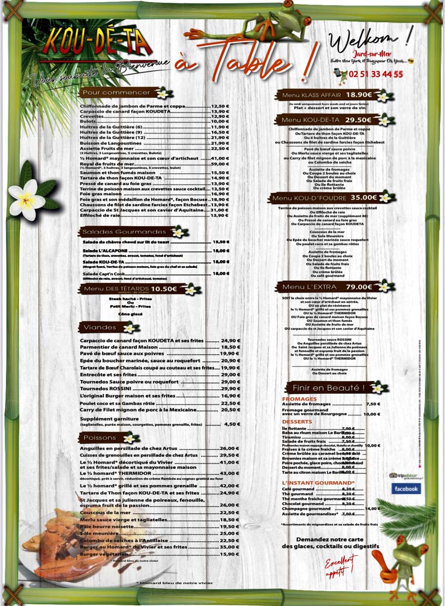 Koudeta - Restaurant et brasserie à Jard-sur-Mer